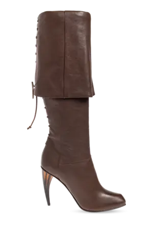 Alexander McQueen Leather Heeled Boots - Brown