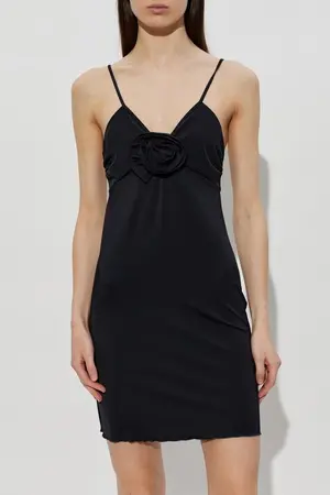 Moschino Spaghetti Strap Beach Dress With Fabric Rose Detail