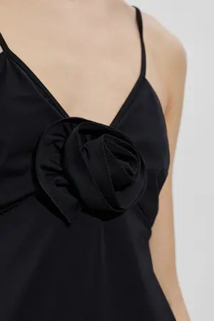 Moschino Spaghetti Strap Beach Dress With Fabric Rose Detail