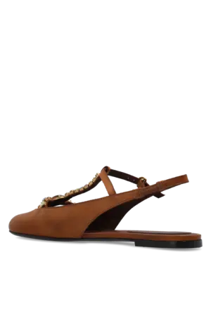 Etro Leather Ballerinas With Appliqués - Brown