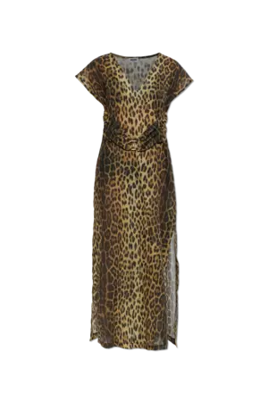 Moschino Beach Dress With Animal Print - Brown