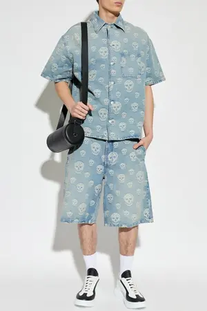 Alexander McQueen Denim Shirt With A Distinctive Skull Motif - Blue