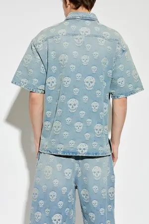 Alexander McQueen Denim Shirt With A Distinctive Skull Motif - Blue