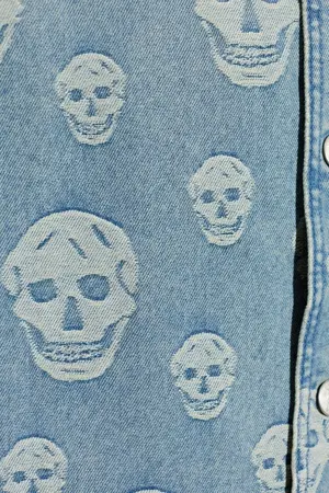 Alexander McQueen Denim Shirt With A Distinctive Skull Motif - Blue