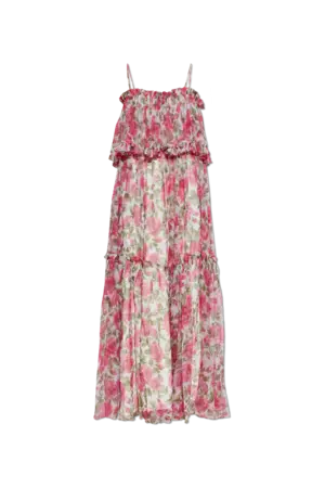 Chloé Silk Maxi Dress With Floral Motif - Pink