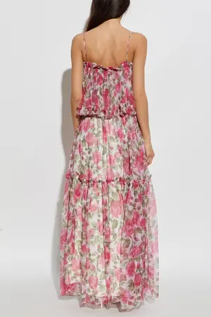 Chloé Silk Maxi Dress With Floral Motif - Pink