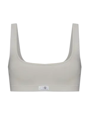 MAISON MARGIELA Ribbed Knit Lingerie Top With Numeric Logo Detail - Grey