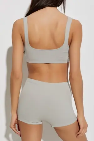 MAISON MARGIELA Ribbed Knit Lingerie Top With Numeric Logo Detail - Grey