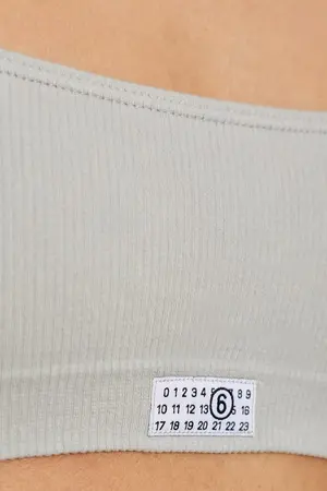 MAISON MARGIELA Ribbed Knit Lingerie Top With Numeric Logo Detail - Grey