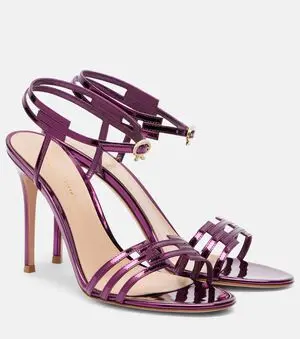 GIANVITO ROSSI Metallic Leather Sandals - Purple