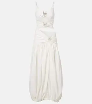 Christopher Esber Orbit Cutout Ruched Jersey Maxi Dress - White