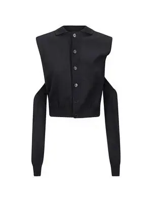 ALAINPAUL Cut-out Sleeveless Cardigan