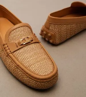 TOD'S Gommino Raffia And Leather Loafers