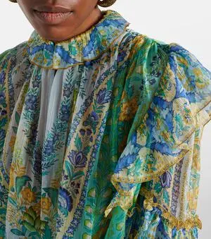 Etro Floral Ruffled Silk Blouse