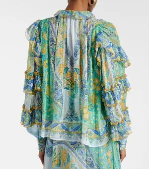 Etro Floral Ruffled Silk Blouse