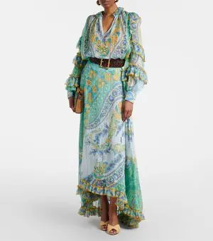 Etro Floral Ruffled Silk Blouse
