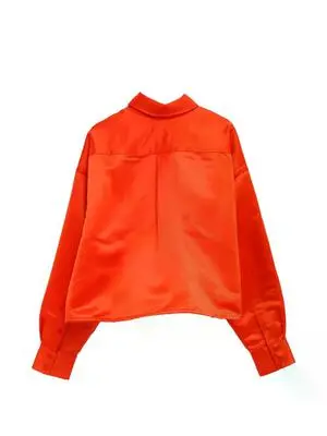 THE FRANKIE SHOP Arlen Satin-finish Cropped Shirt - Orange