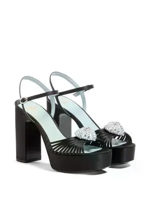 Valentino Garavani Coeur Royal Platform Sandals - Black