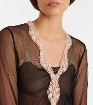 Valentino Garavani Sheer Lace-trimmed Cardigan