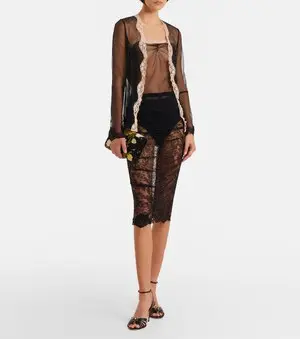 Valentino Garavani Sheer Lace-trimmed Cardigan