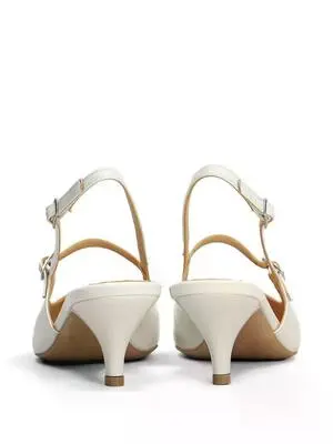 FRATELLI RUSSO Patent-finish Slingback Pumps - White
