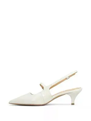 FRATELLI RUSSO Patent-finish Slingback Pumps - White