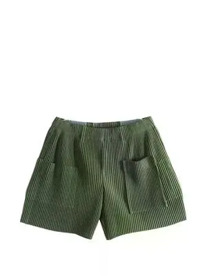 Issey Miyake Pleated Patch-pocket Bermuda Shorts - Green