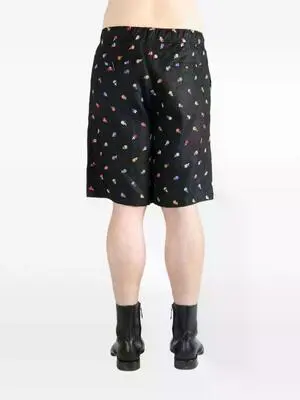 VOWELS Floral-embroidered Shorts