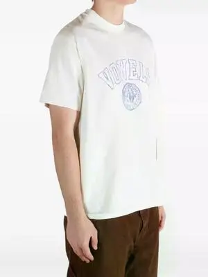 VOWELS Collegiate Logo-print Distressed T-shirt