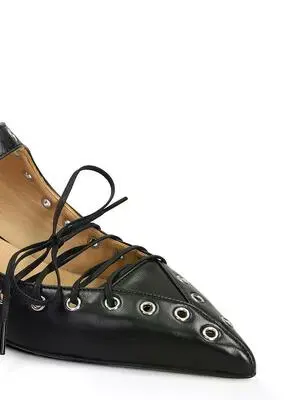 ALCHIMIA Eyelet-embellished Lace-up Mules - Black