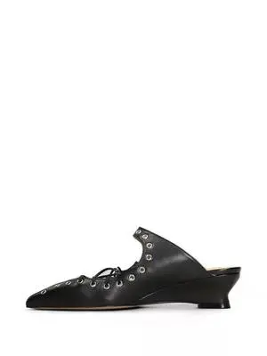 ALCHIMIA Eyelet-embellished Lace-up Mules - Black