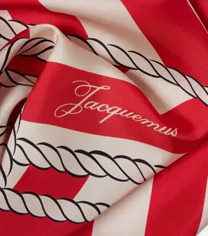 Jacquemus Bateau Corde Printed Silk Scarf - Red
