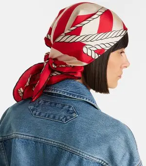 Jacquemus Bateau Corde Printed Silk Scarf - Red