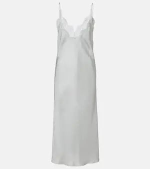 RÓHE Lace-trimmed Silk Slip Dress - Grey