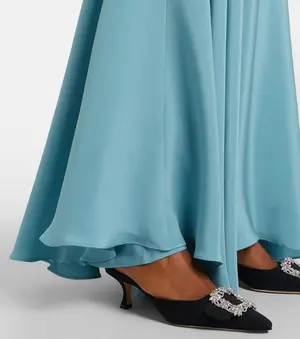 RODARTE Bow-detail Silk Satin Maxi Dress - Blue