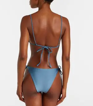 Jade Swim Via Beaded Bikini Top - Blue
