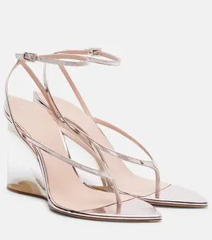 Alaïa Invisible Leather Wedge Thong Sandals