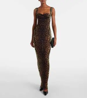 Alex Perry Leopard-print Mesh Gown