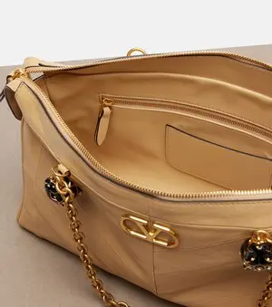 Valentino Garavani Panthea Vlogo Leather Shoulder Bag
