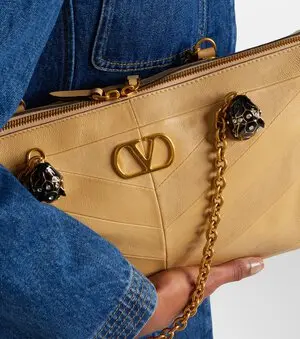 Valentino Garavani Panthea Vlogo Leather Shoulder Bag