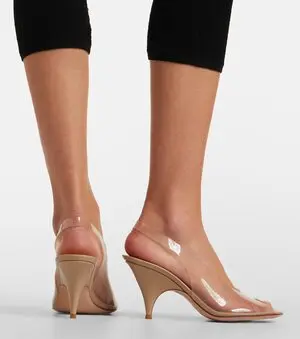 GIANVITO ROSSI Leather-trimmed Slingback Sandals - Beige