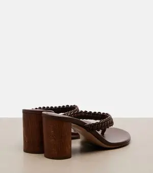 GIANVITO ROSSI Braided Leather Thong Heeled Sandals