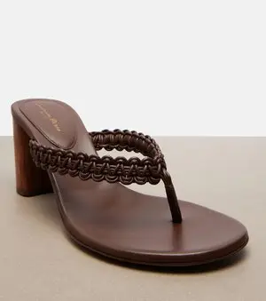 GIANVITO ROSSI Braided Leather Thong Heeled Sandals
