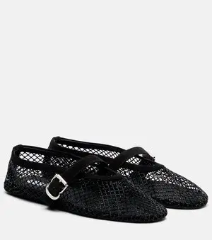 Alaïa Embellished Fishnet Ballet Flats