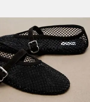 Alaïa Embellished Fishnet Ballet Flats