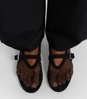 Alaïa Embellished Fishnet Ballet Flats