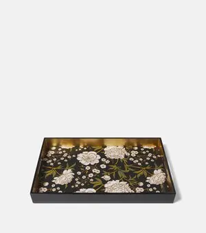 LES-OTTOMANS Floral Lacquered Wood Tray - Multicoloured