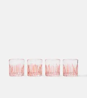 LES-OTTOMANS Set Of 4 Striped Crystal Tumblers - Red