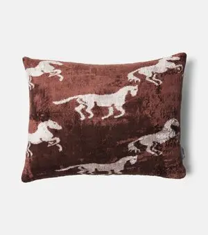 LES-OTTOMANS Silk And Cotton Velvet Cushion - Brown