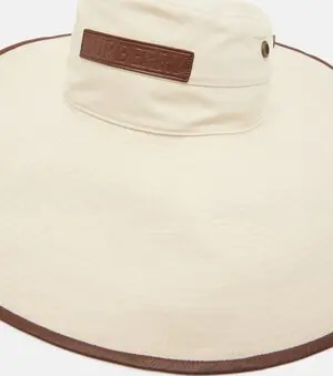 Burberry Leather-trimmed Cotton-blend Sun Hat